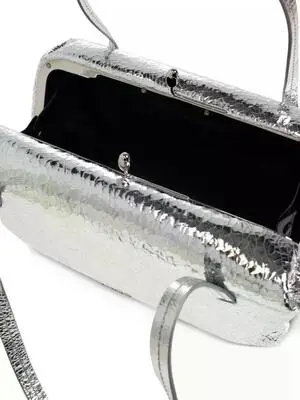 JIL SANDER Textured Leather Shoulder Bag - Silver