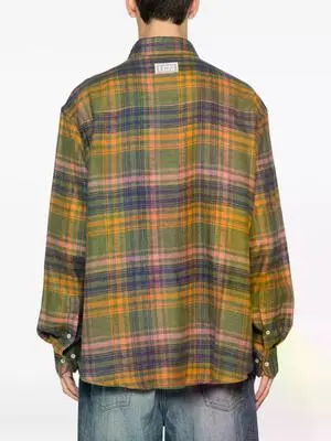 LC23 Plaid-pattern Chest-pocket Shirt - Green