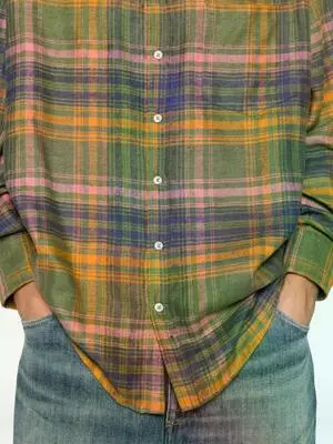 LC23 Plaid-pattern Chest-pocket Shirt - Green