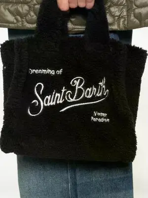 MC2 SAINT BARTH Mini Vanity Teddy Embroidered Tote - Black