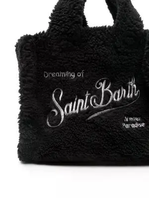 MC2 SAINT BARTH Mini Vanity Teddy Embroidered Tote - Black