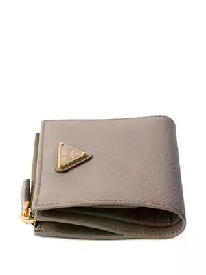 Prada Small Triangle-logo Saffiano Leather Wallet - Grey