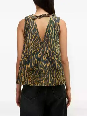 GANNI Animal-print V-neck Top