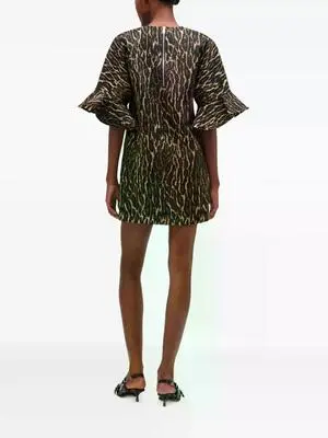 GANNI V-neck Mini Dress With Ruffled Sleeves