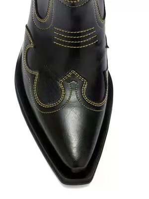 GANNI Stitching Pointed Boots - Black