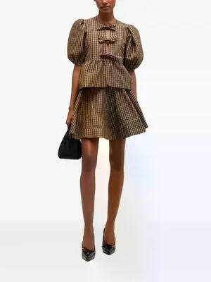 GANNI Gingham Checks Mini Skirt - Neutrals