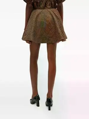 GANNI Gingham Checks Mini Skirt - Neutrals