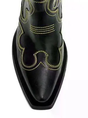 GANNI Stitching Pointed Boots - Black