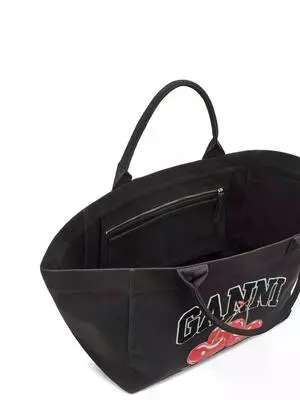 GANNI Xxl Cherry Printed Tote Bag - Black