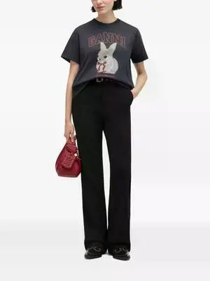 GANNI Bunny Print Organic Cotton T-shirt - Grey