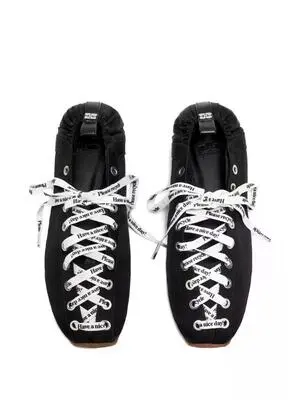 GANNI Lace-up Ballet Flats - Black