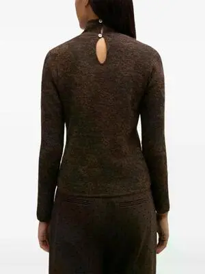 GANNI High-neck Sweater With Long Sleeves - Brown