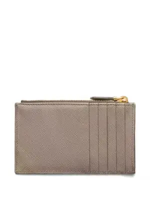 Prada Triangle-logo Zip Card Holder - Grey
