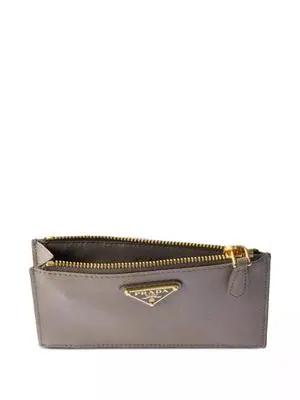 Prada Triangle-logo Zip Card Holder - Grey