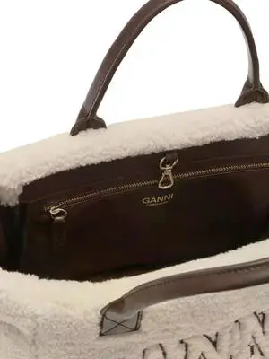 GANNI Logo-appliqué Tote Bag - Neutrals