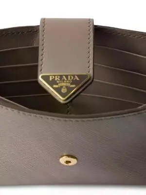 Prada Large Triangle-logo Leather Wallet - Grey