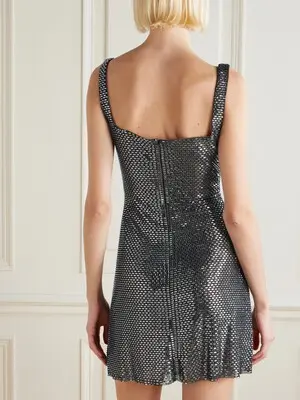 SELF-PORTRAIT Crystal-embellished Stretch-mesh Mini Dress