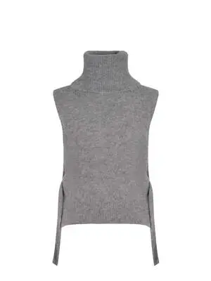 SOLOTRE Sleeveless Alpaca Blend Vest - Grey