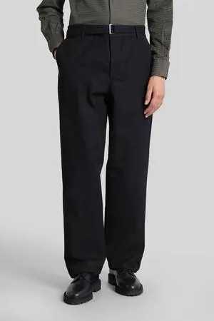 Emporio Armani Straight Leg Cotton-Silk Pants - Black