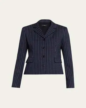 Theory Fitted Pinstripe Jacket - Navy Multi