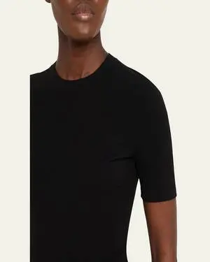 Michael Kors Stretch Viscose Short-sleeve Sweater - Black