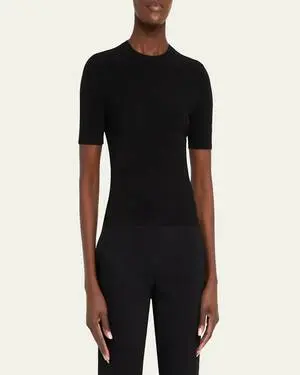 Michael Kors Stretch Viscose Short-sleeve Sweater - Black