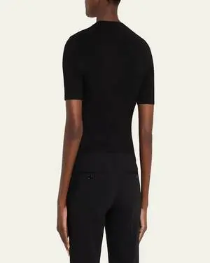 Michael Kors Stretch Viscose Short-sleeve Sweater - Black