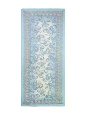 Etro Floral Paisley Linen-blend Scarf - Blue