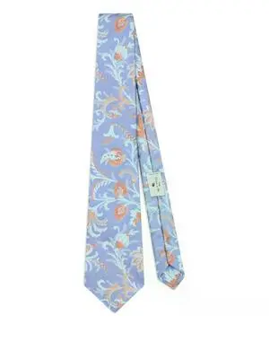 Etro Floral Jacquard Neck Tie - Blue