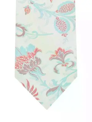 Etro Jacquard Floral Motif Neck Tie - Neutrals