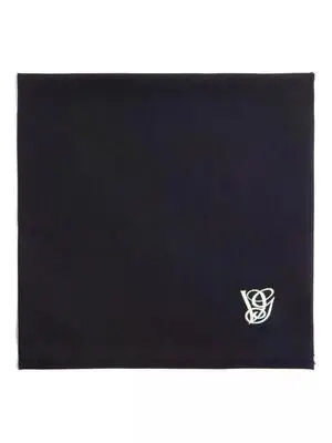 Valentino Garavani Wool Scarf With Vg Embroidery - Blue