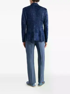 Etro Floral Jacquard Single-breasted Jacket - Blue