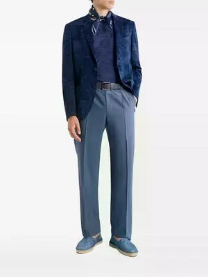 Etro Single-breasted Cotton Jacquard Jacket With Floral Motif