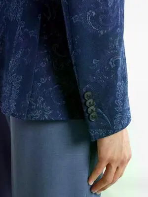 Etro Single-breasted Cotton Jacquard Jacket With Floral Motif