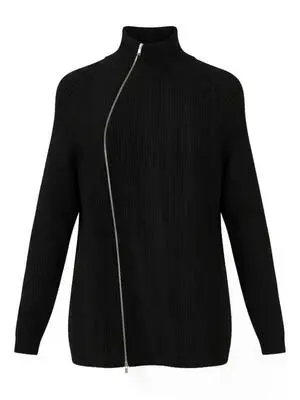 Alpha Studio Zip-up Ribbed Knit Cardigan
