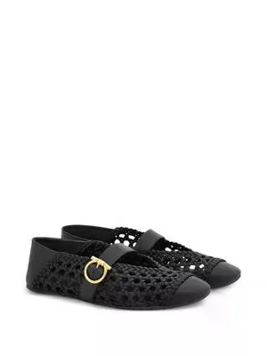 FERRAGAMO Braided Gancini-buckle Ballet Flats