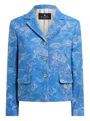 Etro Floral-motif Jacquard Jacket - Blue