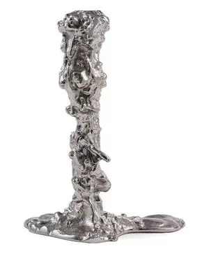 POLSPOTTEN Sculptural Candlestick Holder - Silver