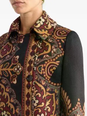 Etro Double-breasted Jacquard Coat With Floral Motif