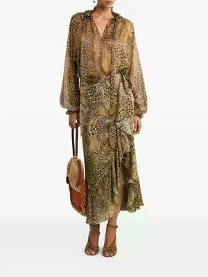 Etro Silk Midi Wrap Skirt - Brown