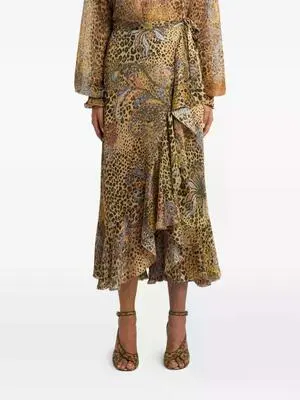 Etro Silk Midi Wrap Skirt - Brown