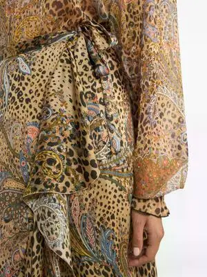 Etro Silk Midi Wrap Skirt - Brown