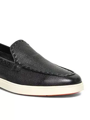 Santoni Tumbled-leather Loafers - Black