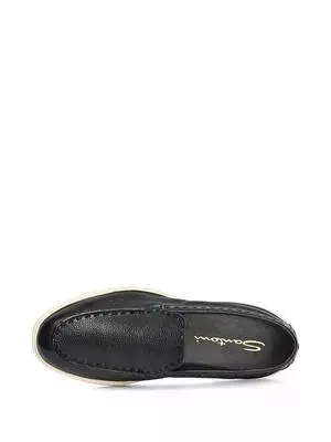 Santoni Tumbled-leather Loafers - Black