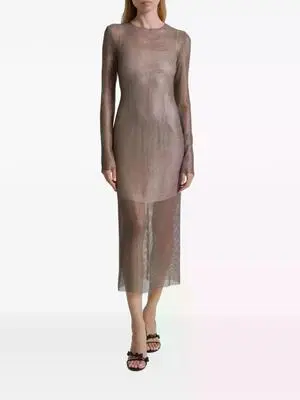 Alberta Ferretti Long-sleeve Midi Dress - Grey