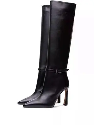 POCHE PARIS Buckle Pointed-toe Knee-high Boots