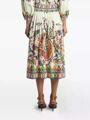 Etro Floral Paisley-print Pleated Midi Skirt - Neutrals