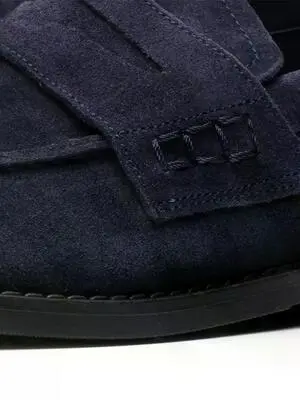 POCHE PARIS Suede Round-toe Loafers - Blue