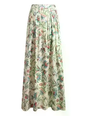 Etro Pleated Floral-motif Maxi Skirt - Neutrals