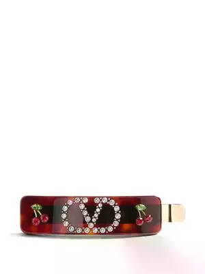 Valentino Garavani Cherry-embellished Hair Clip - Brown